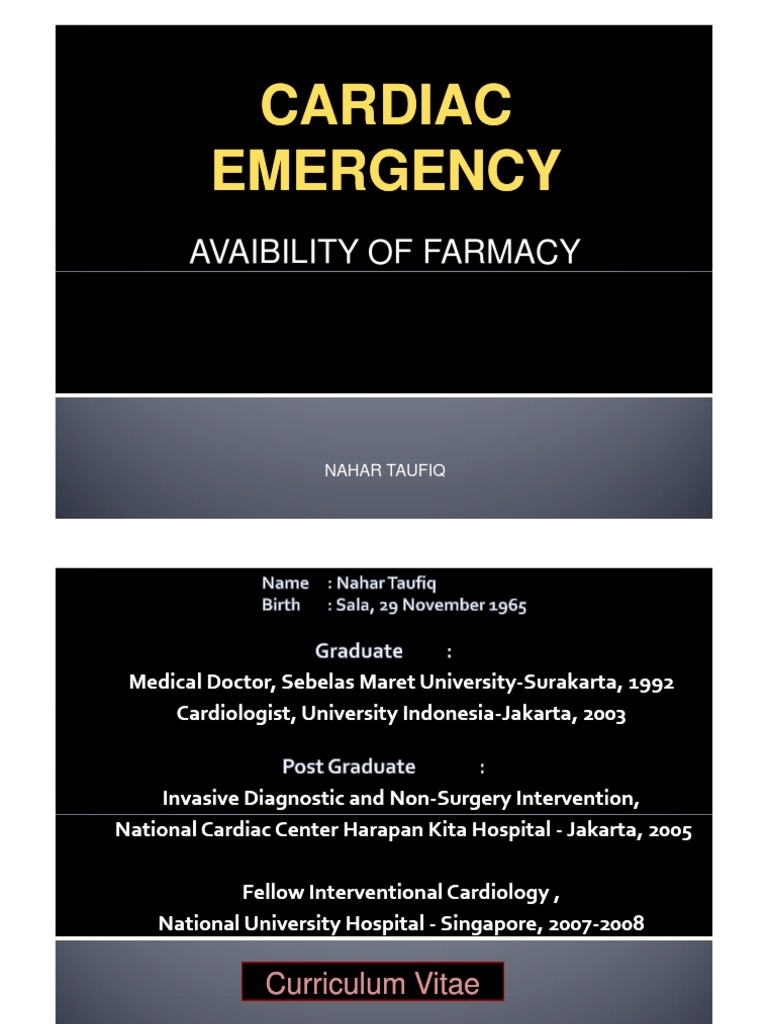 Availability of Pharmacological Interventions for Various Cardiac ...