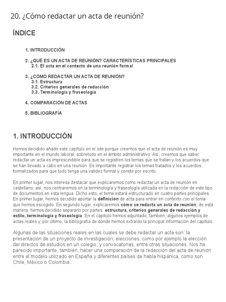 Como Redactar Un Acta de Reunion | Votación | Idiomas