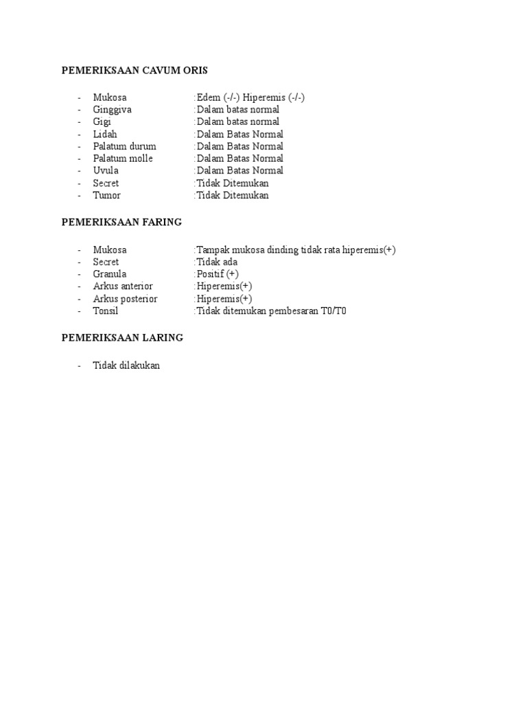 Pemeriksaan Cavum Oris | PDF