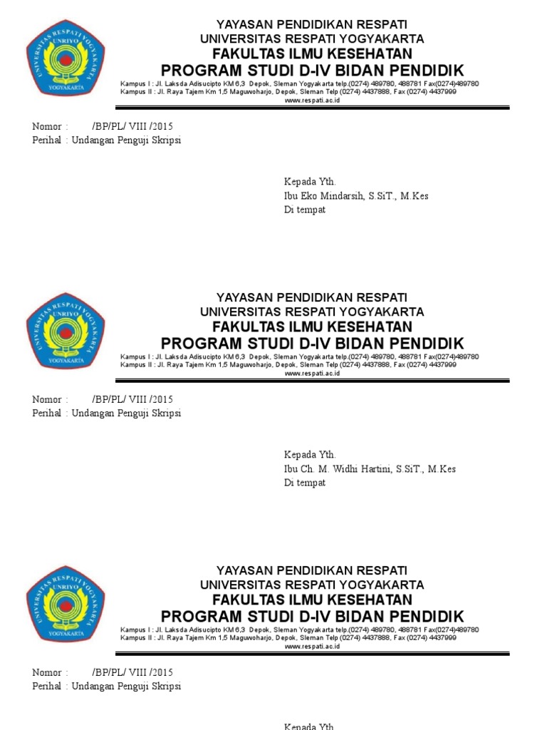 Format Amplop Undangan Proposal Hasil Skripsi | PDF
