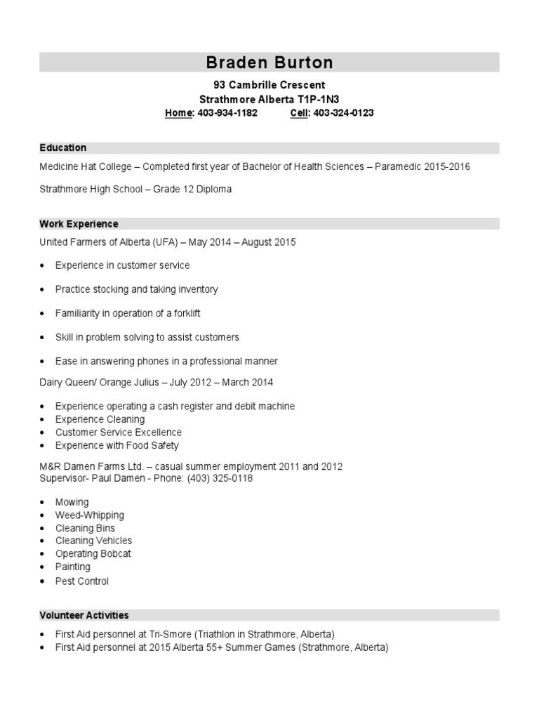 Braden Resume | PDF