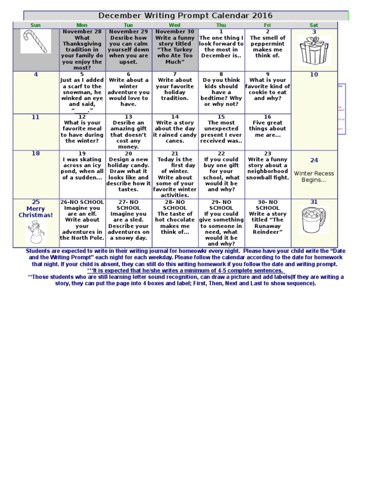December Writing Prompts for Kids | PDF | Home & Garden | Art