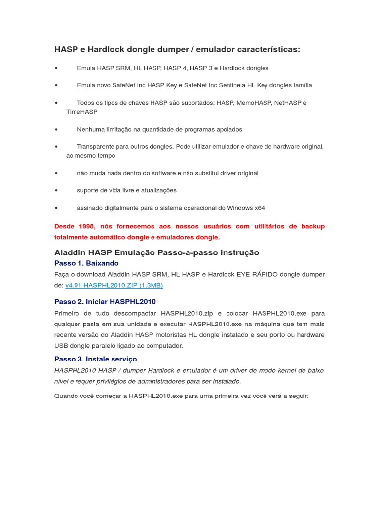 HASP e Hardlock Dongle Dumper | PDF | Windows Vista | Microsoft Windows