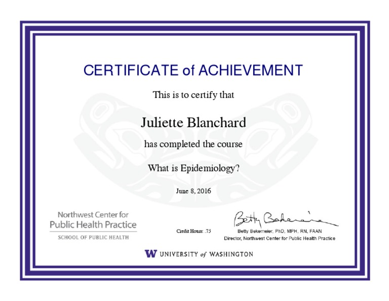 Course What Is Epidemiology Certificate of Completion What Is Epidemiology | PDF