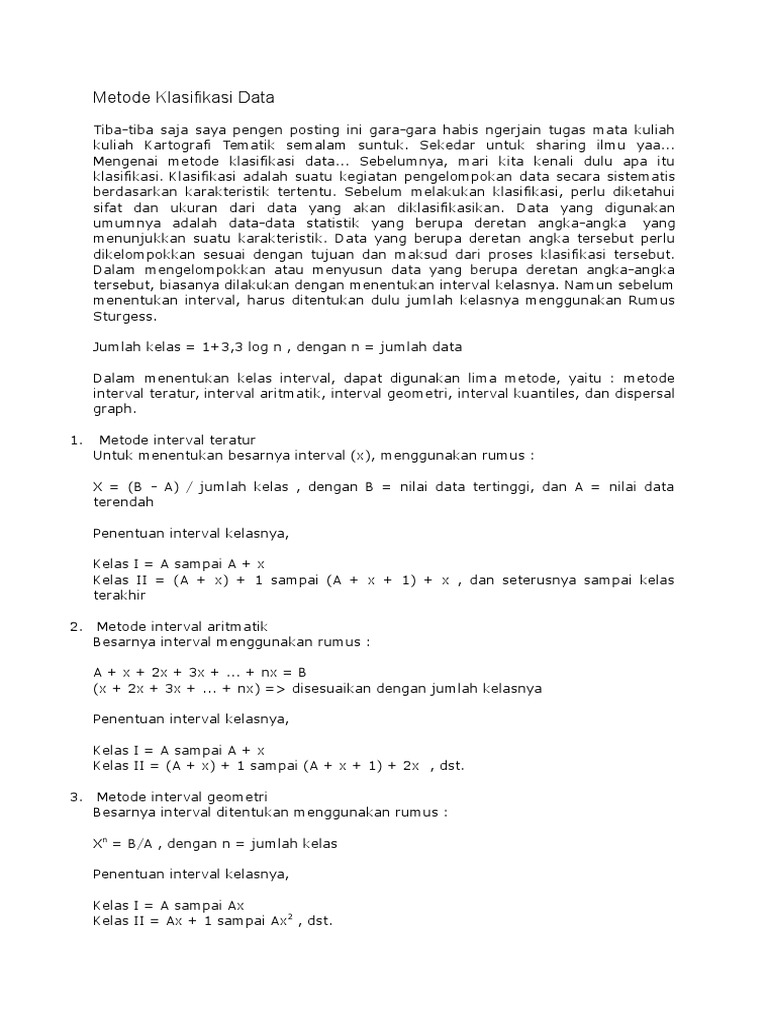 Metode Klasifikasi Data Statistik | PDF | Metode & Bahan Ajar | Sains ...