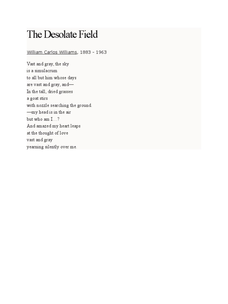 The Desolate Field Poem Analysis | PDF