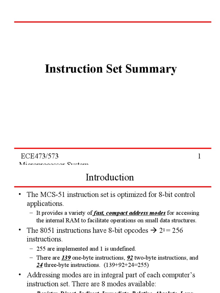 MCS-51 Instruction Set Summary | PDF | Binary Coded Decimal | Instruction Set