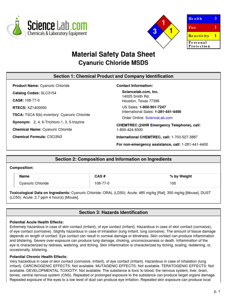 Msds Cyanide Chloride | Toxicity | Solubility