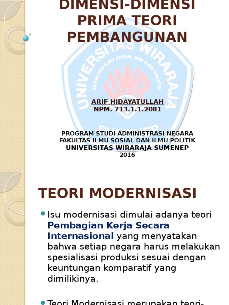 Dimensi-Dimensi Prima Teori Pembangunan | PDF