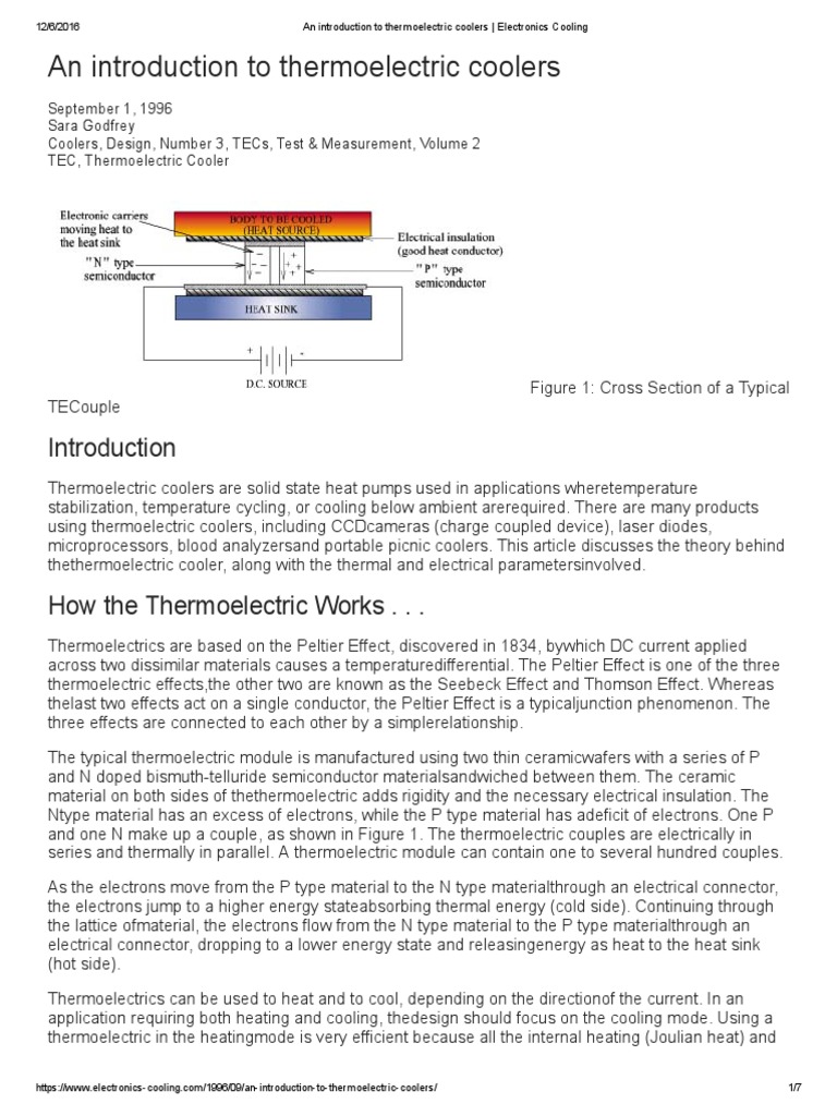 An Introduction To Thermoelectric Coolers | PDF | Heat Transfer ...