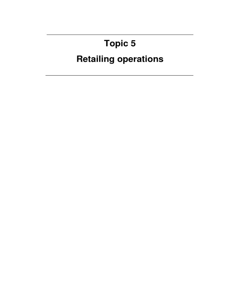 Topic 5 - Retailing Operations | PDF | Discounts And Allowances | Debits And Credits