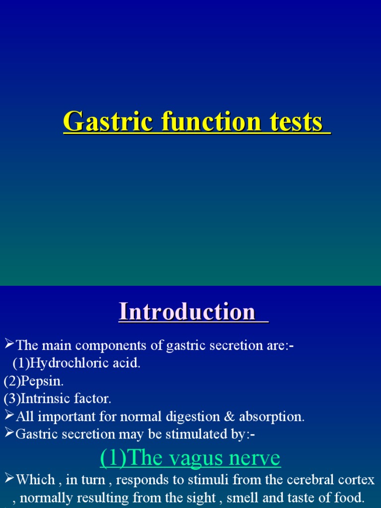 Gastric Function Tests | PDF | Stomach | Pancreas