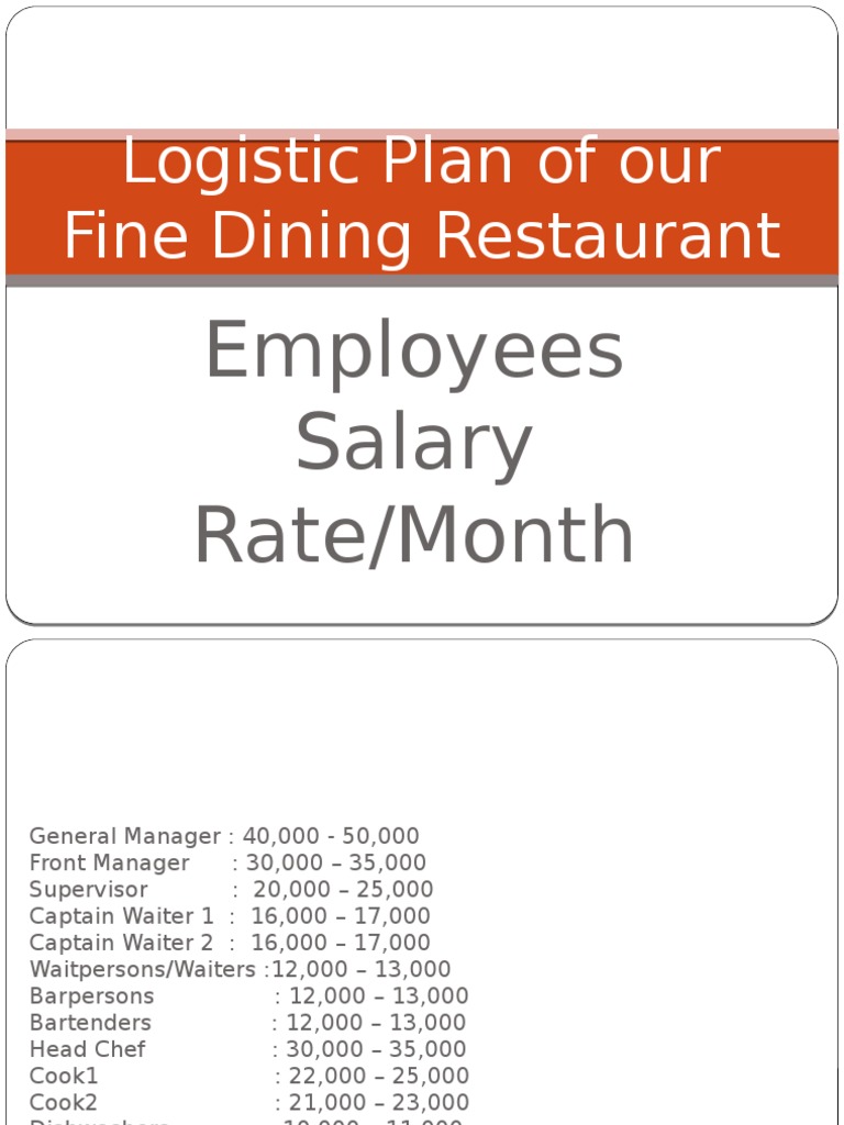 Logistic Plan of Our Fine Dining Restaurant: Employees Salary Rate ...