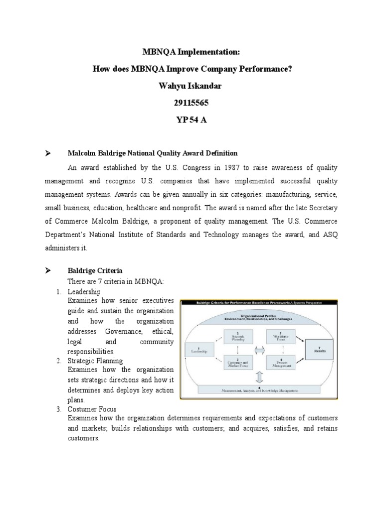 Wahyu MBNQA Implementation | PDF | Quality Management | Accountability