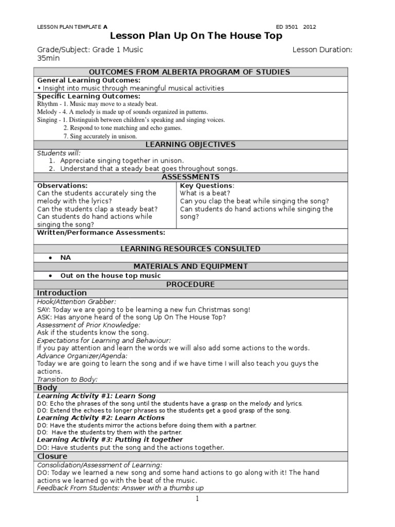 Lesson Plan Up On The House Top | PDF | Lesson Plan | Educational ...