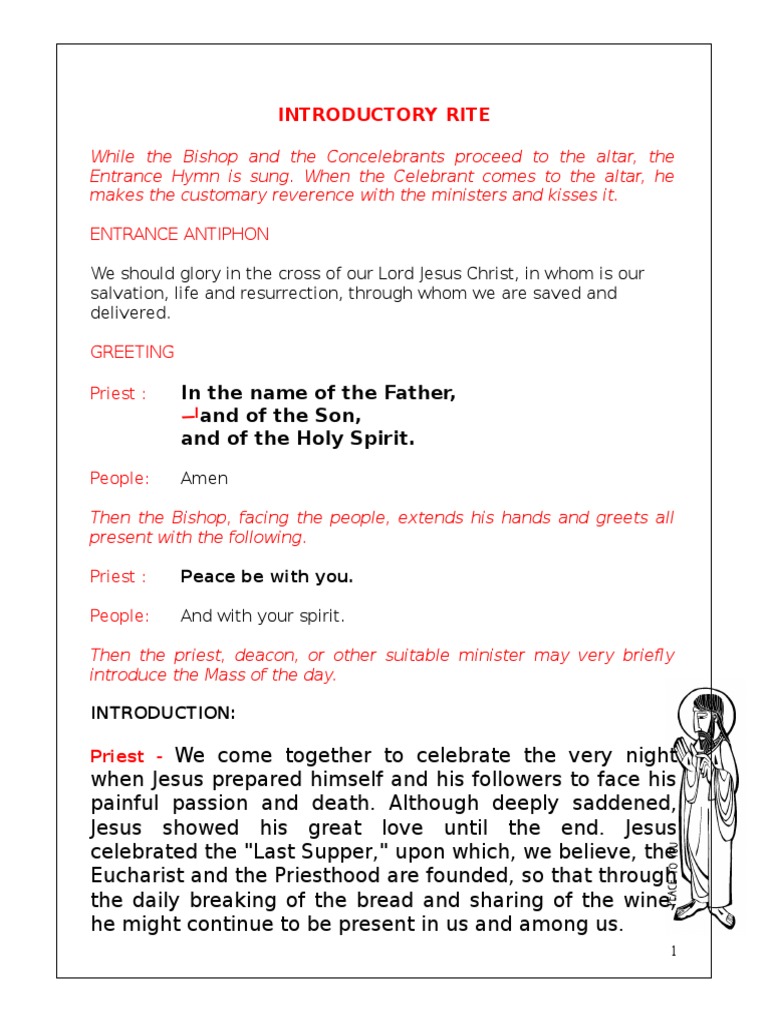 Introductory Rite: in The Name of The Father, and of The Son, and of ...
