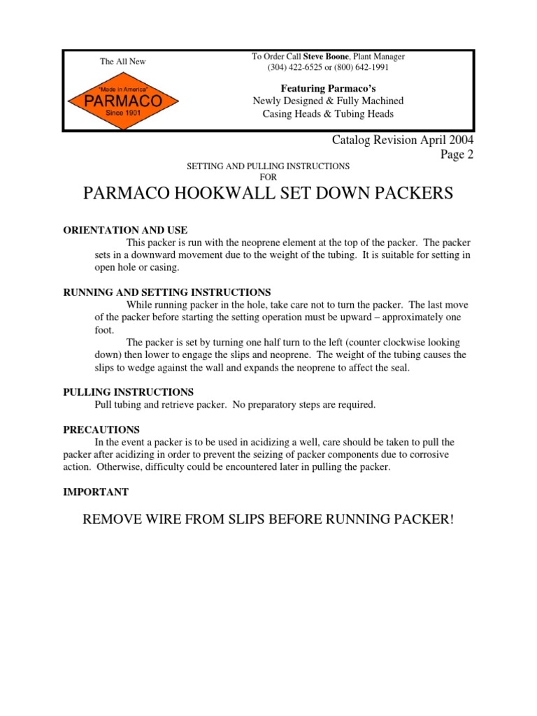 Hookwall Packer Installation Guide | PDF