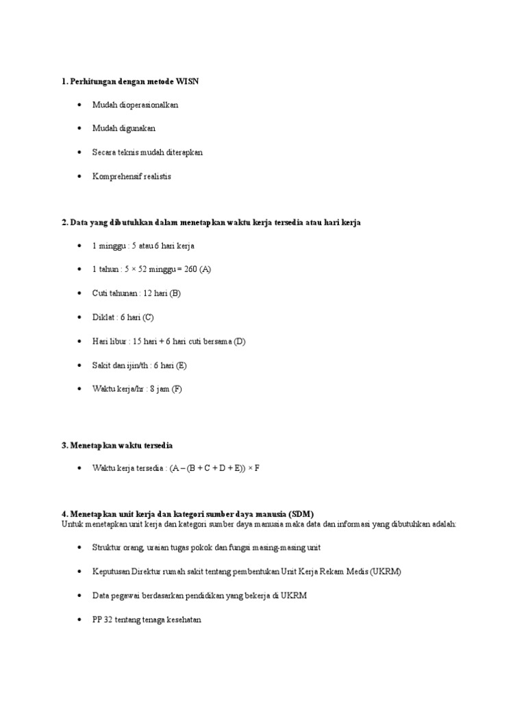 Rumus - Menghitung - Jumlah Karyawan Dengan Metode WISN | PDF