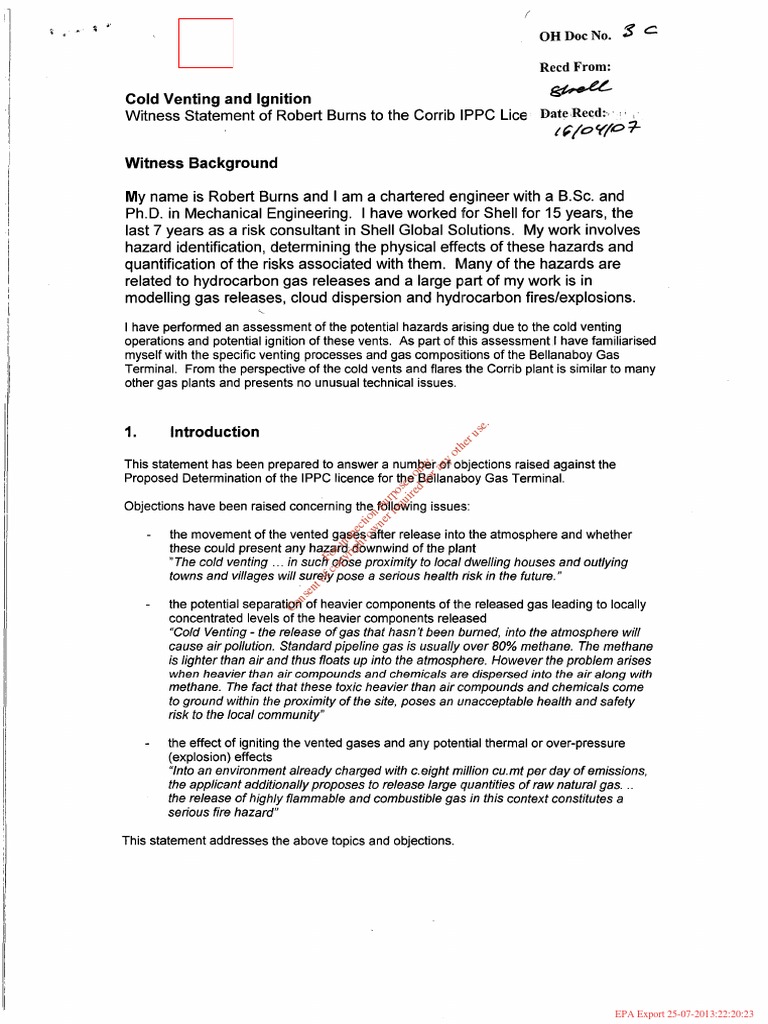 Assessment of Hazards from Cold Venting Operations and Potential ...