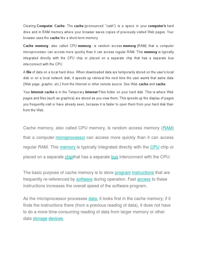 RAM Microprocessor Memory CPU Chip Bus Program Instructions Software Access | PDF | Cpu Cache ...