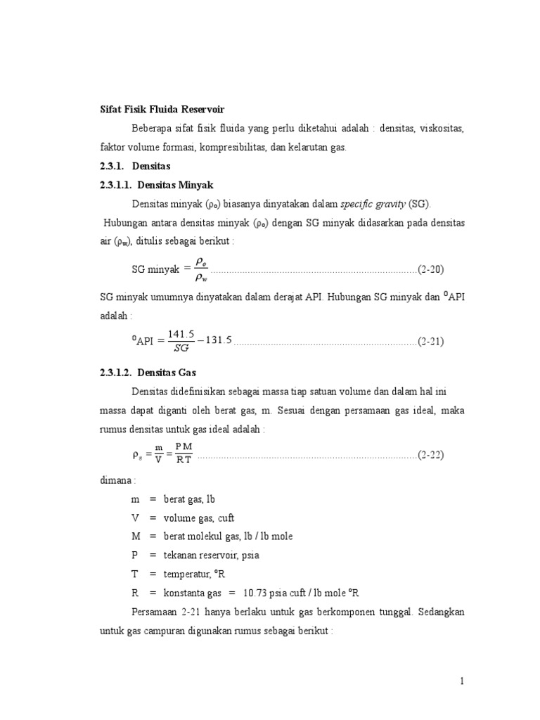 Sifat Fisik Fluida Reservoir | PDF