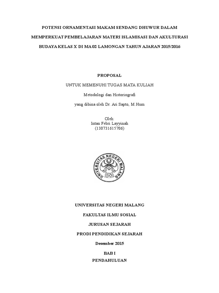 Proposal Metodologi Sejarah | PDF