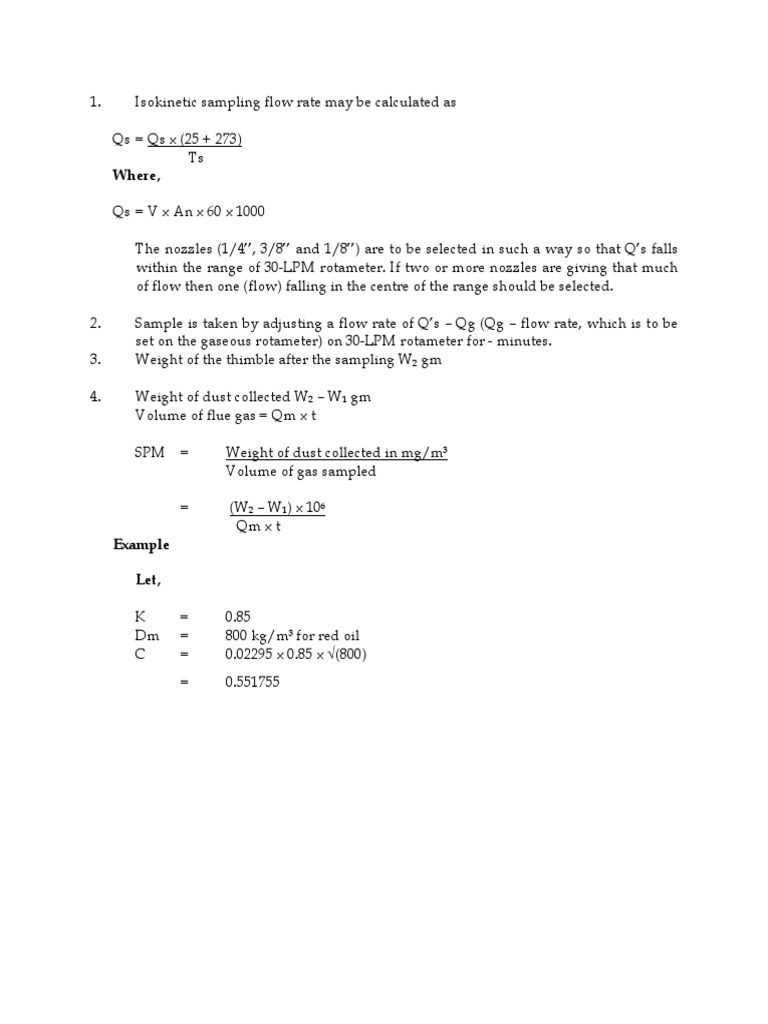 Calculation For Isokinetic Sampling | PDF | Science & Mathematics ...