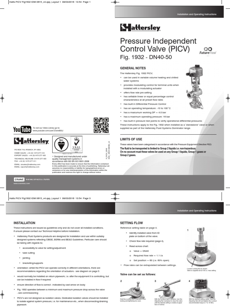 PICV-Fig1932 IOM-Hatts PDF | PDF | Valve | Pump