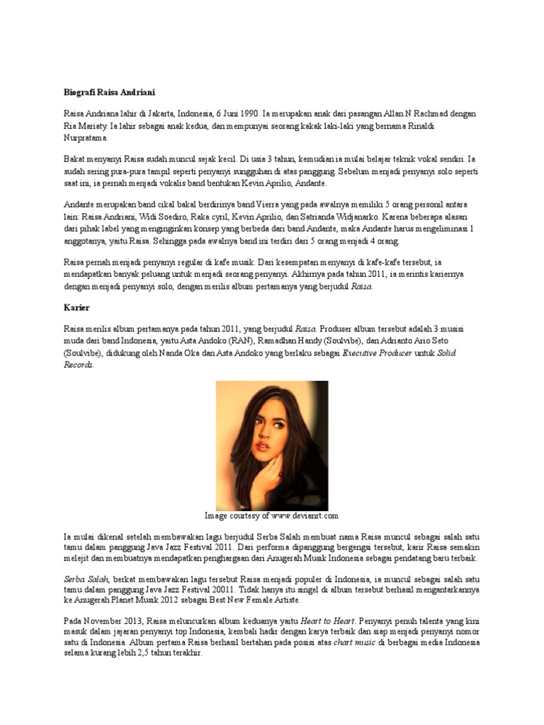 Biografi Raisa Andriani | PDF | Seni
