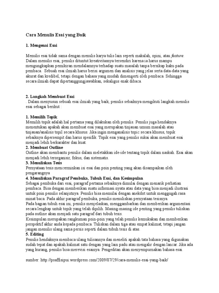 Cara Menulis Esai Yang Baik | PDF