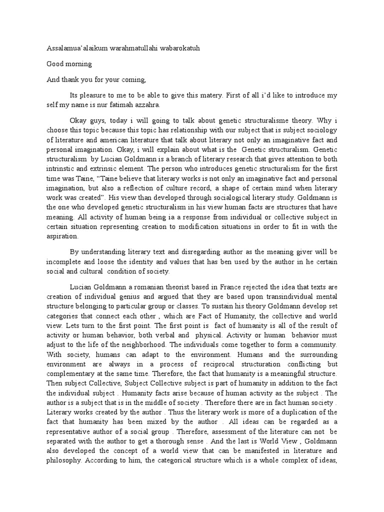 11 Genetic Structuralism | PDF | World View | Human Behavior