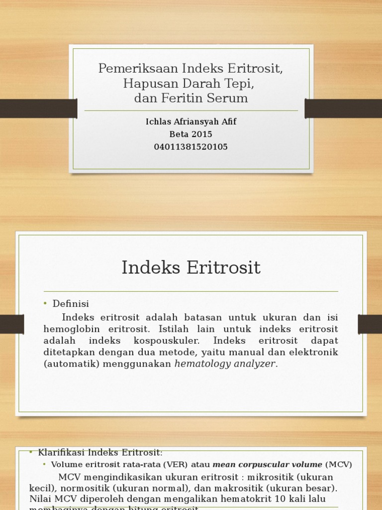Pemeriksaan Indeks Eritrosit, Hapusan Darah Tepi | PDF