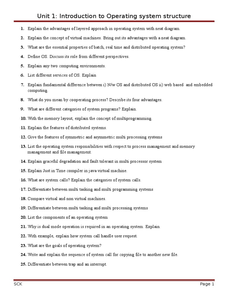 Unit 1: Introduction To Operating System Structure: Computing | PDF