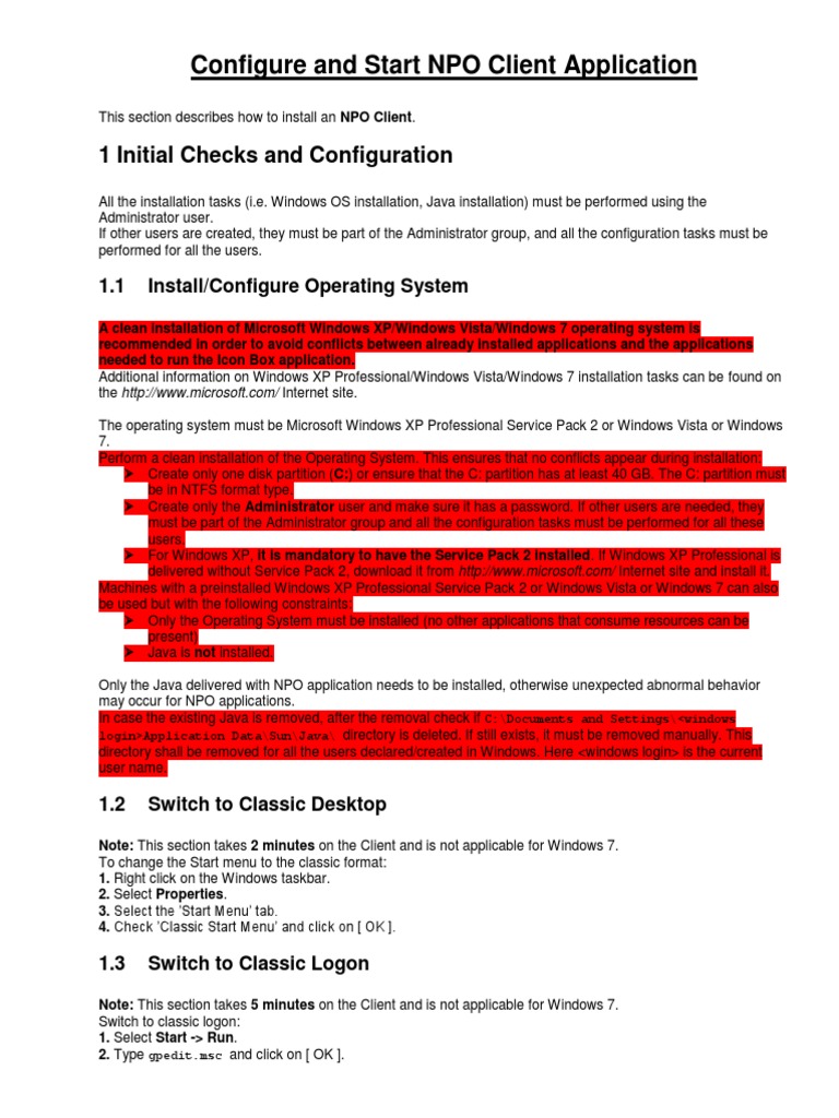 Configure and Start NPO Client Application | PDF | Windows 7 ...