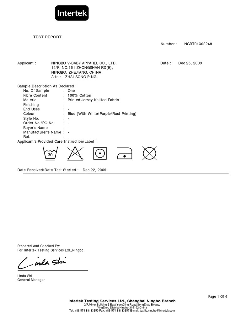 Intertek Testing Services LTD., Shanghai Ningbo Branch | PDF ...