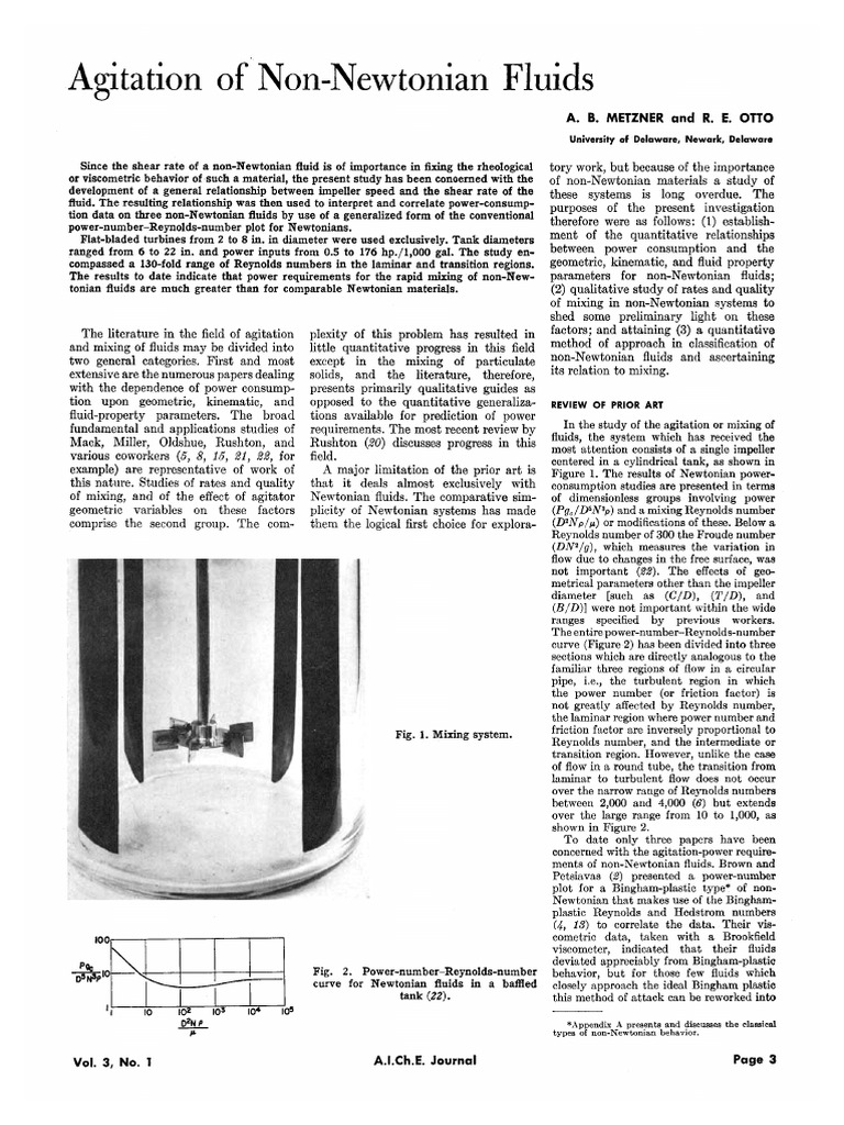 Agitation of Non-Newtonian Fluids | PDF | Shear Stress | Viscosity