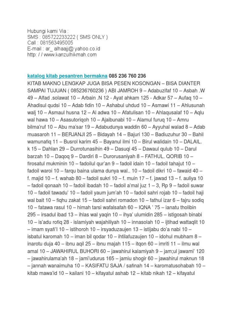 Katalog Kitab Mawaidul Muhimmah | PDF | Religion & Spirituality