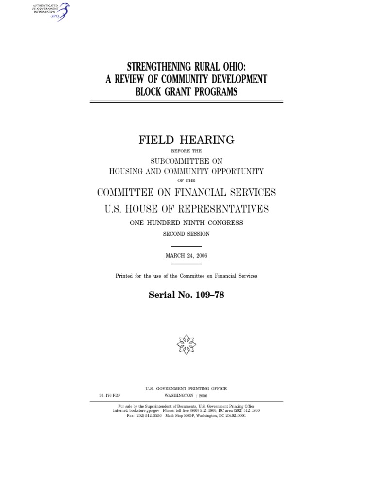 House Hearing, 109TH Congress - Strengthening Rural Ohio: A Review of ...