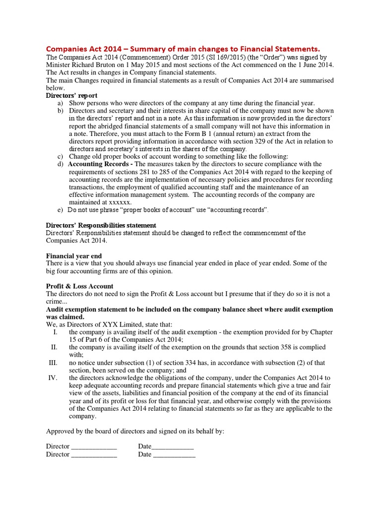 Summary of Main Changes C. Act2014 | PDF | Overdraft | Board Of Directors
