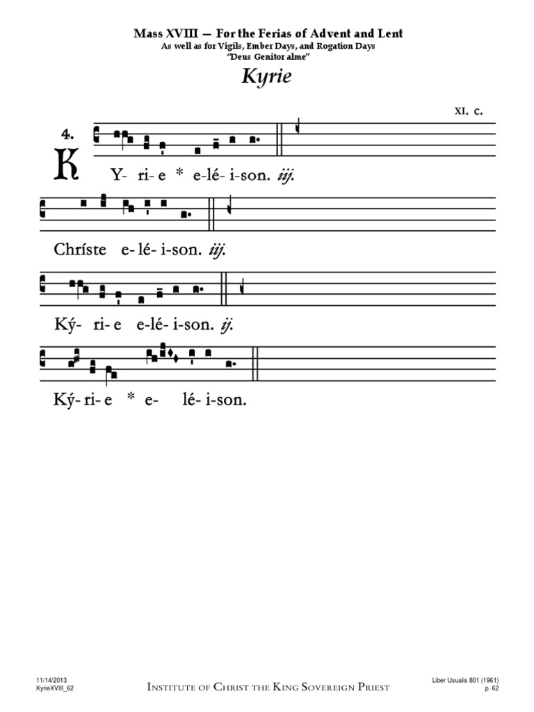 Kyrie: Mass XVIII - For The Ferias of Advent and Lent | PDF