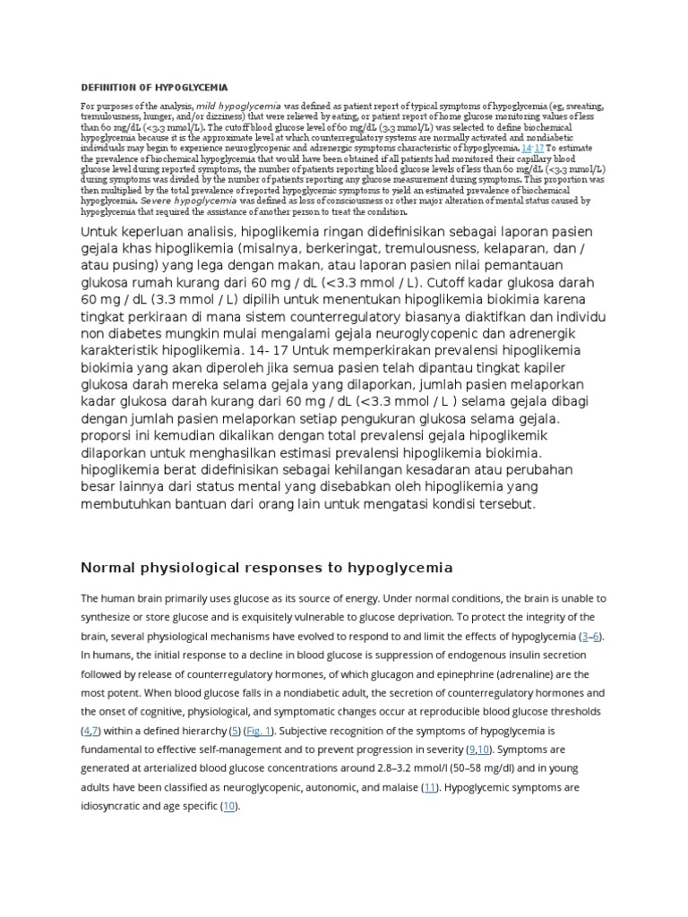 Definition of Hypoglycemia | PDF | Hypoglycemia | Diabetes Mellitus Type 2
