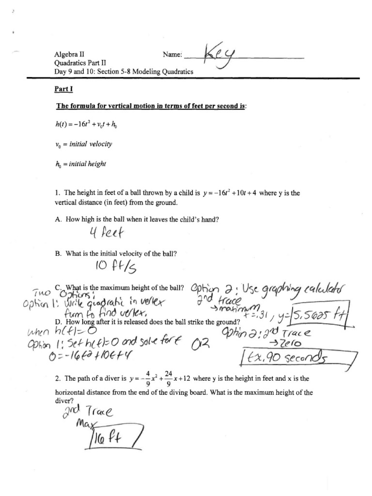 Modeling Ws Key | PDF | Quadratic Equation | Mathematical Objects