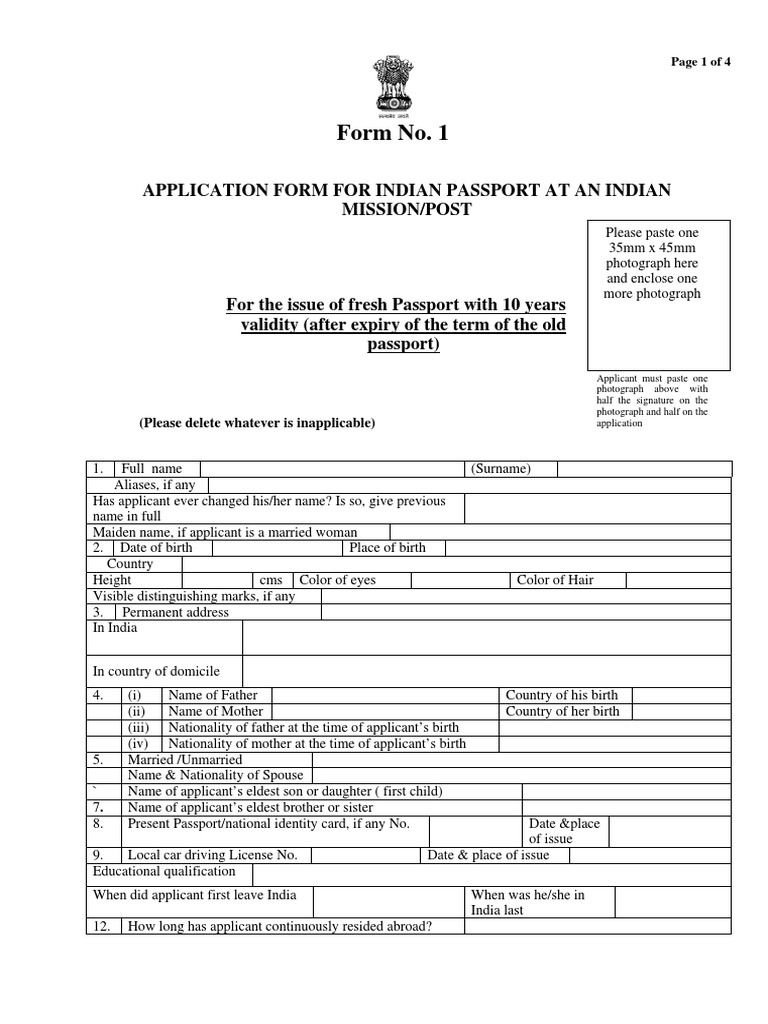 1 New Passport Form | Download Free PDF | Passport | Government And ...