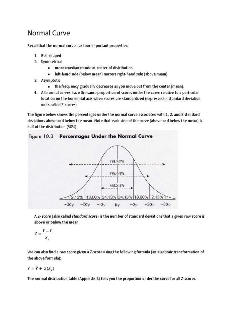 Normal Curve Properties and Z-Scores Explained | PDF | Standard Score ...