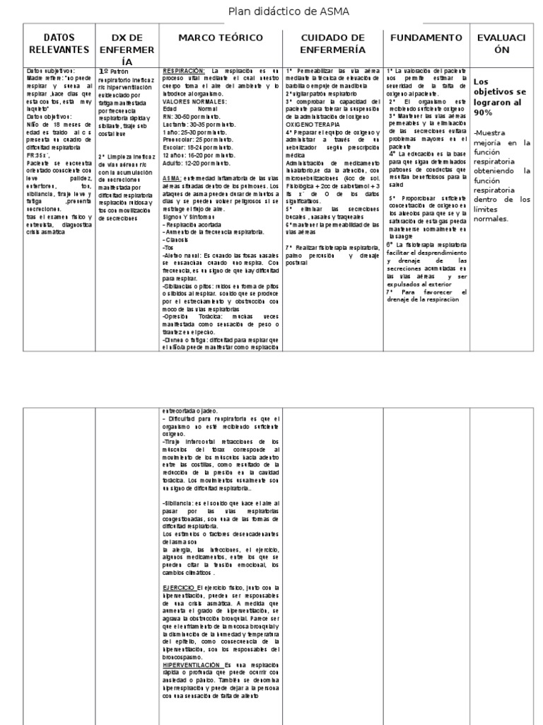 Plan Funcional Asma | PDF