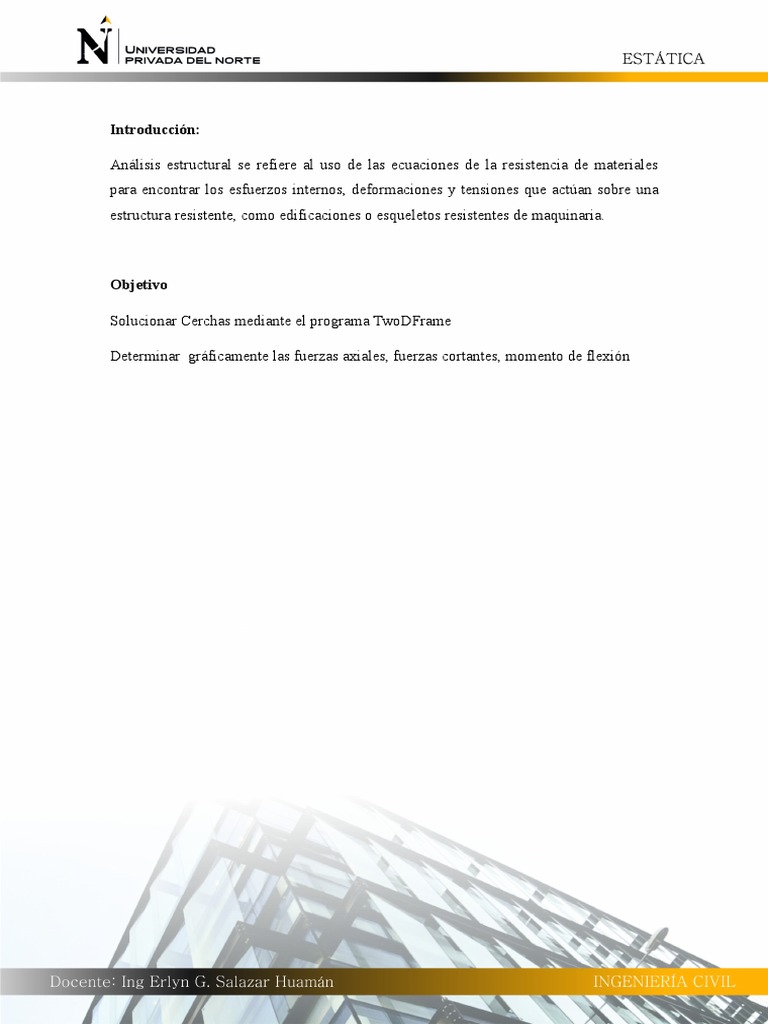 RESOLUCIÓN DE CERCHAS MEDIANTE EL PROGRAMA TWODFRAME | PDF | Braguero | Método de elementos finitos