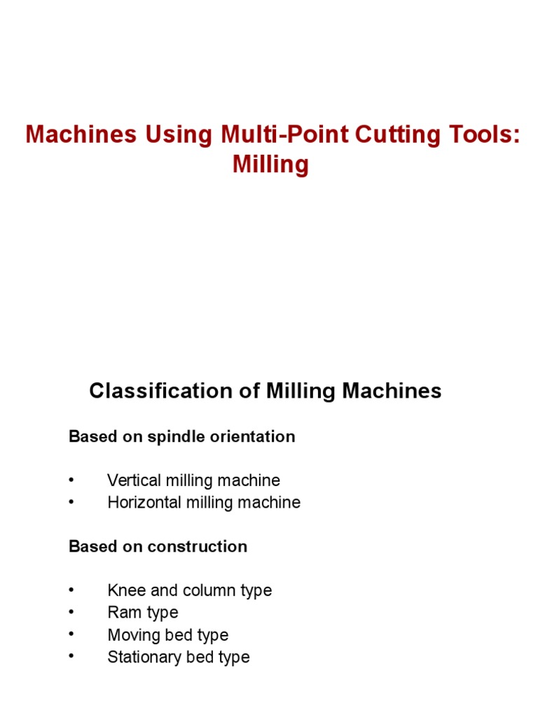 Machines Using Multi-Point Cutting Tools: Milling | PDF