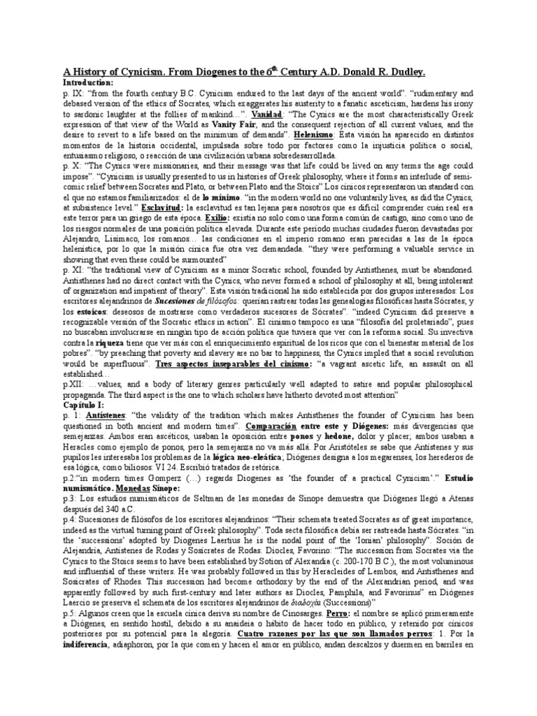 A History of Cynicism. From Diogenes To The Sixth Century AD. Dudley ...