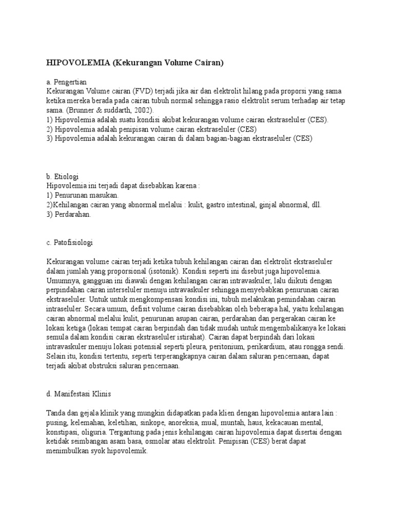 HIPOVOLEMIA Gitu | PDF