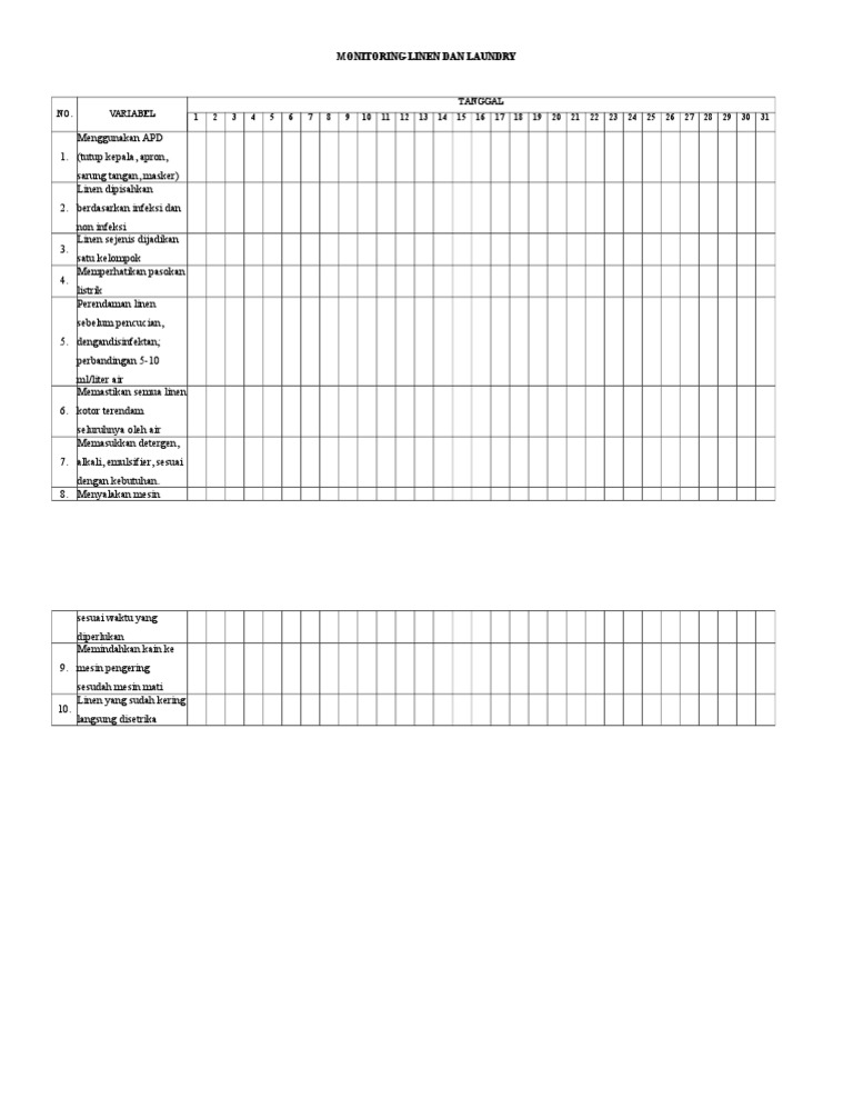Monitoring Linen Dan Laundry | PDF